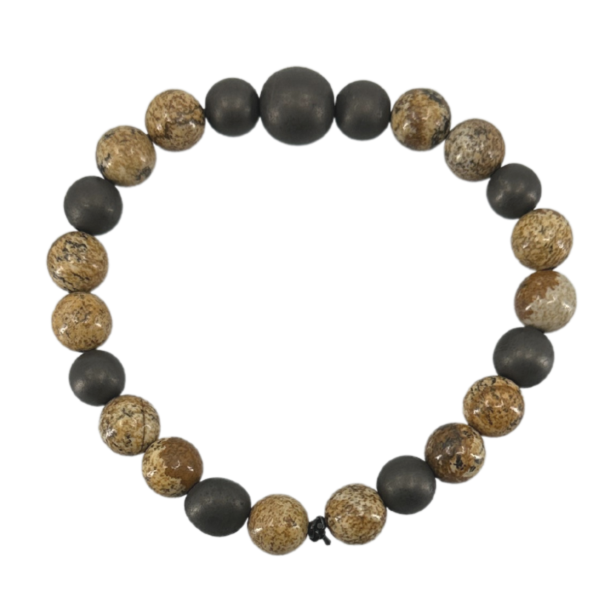 Cosmic Silver Shungite and Sandstone Bracelet (8mm Beads) - Mystical Wares
